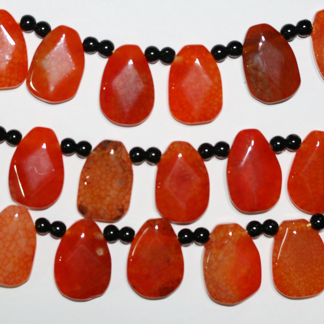 16 St Orange Agate Faceted Drop Beads 30x20mm.Strand 40cm. - Etsy España
