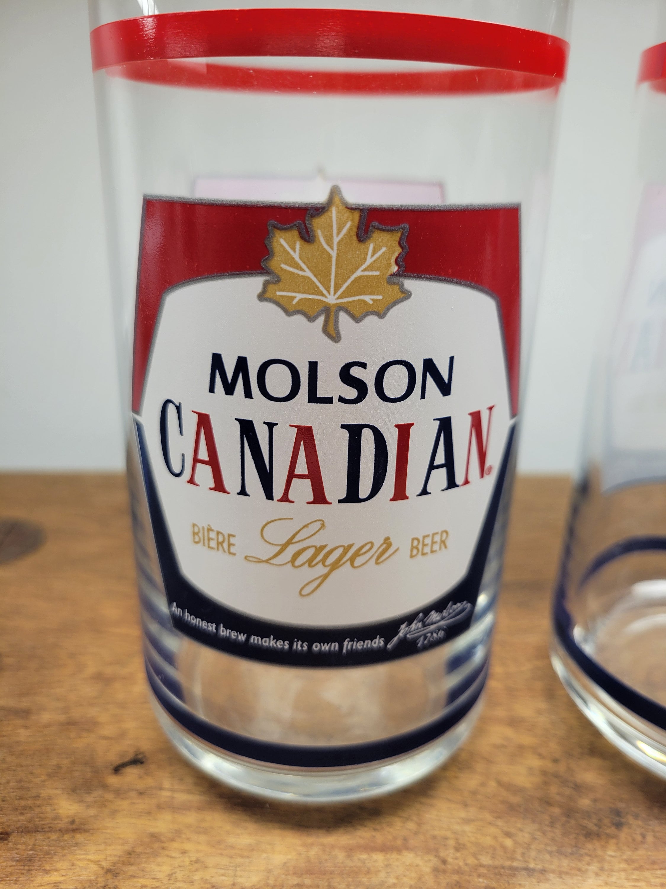 Vintage 1990 Molson Canadian Tall Boy Glass Beer Glasses 16 Ounces set ...
