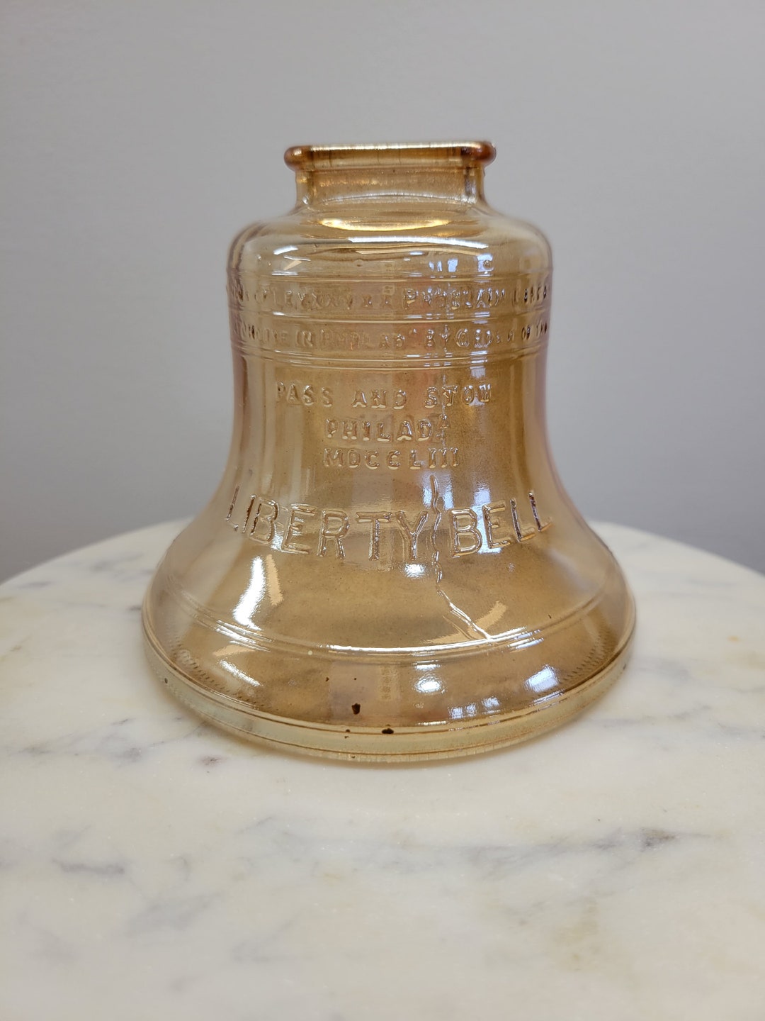 Vintage 1970s Merigold Peach Iridescent Anchor Hocking Coin Money Bank ...