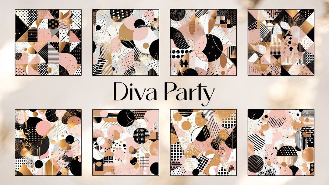 Diva Party Backgrounds White Pink Black Gold Blush Champagne Sparkle ...