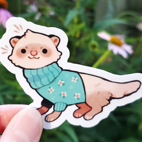 Turtleneck Ferret Sticker / Cute Animal Sticker - Etsy