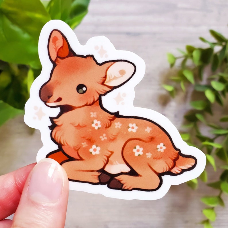 Flower Deer Sticker / Cute Baby Fawn Sticker / Vinyl Sticker / Laptop ...