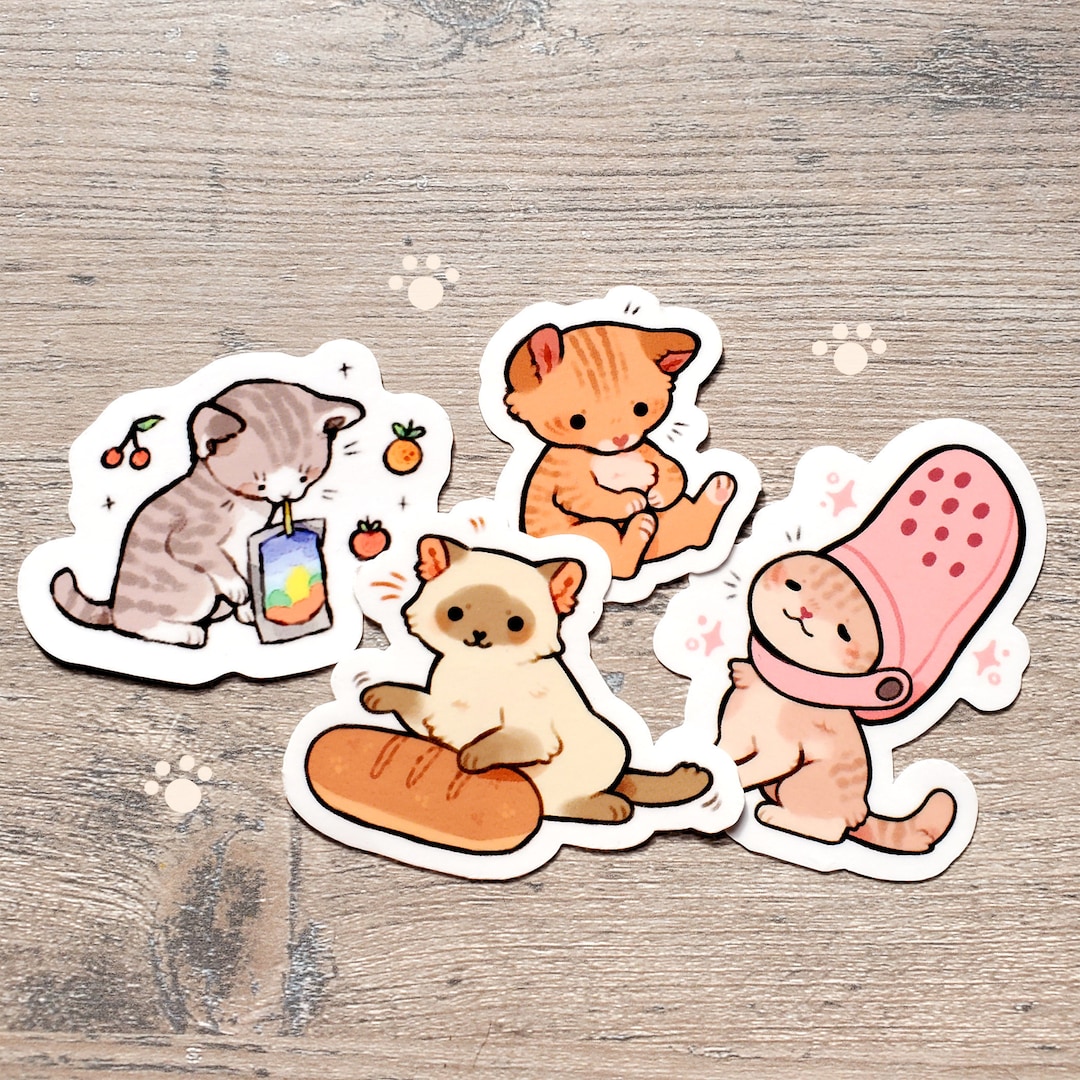 Feline Friends Sticker Set of 4 / Cat Meme Stickers / Kitten - Etsy