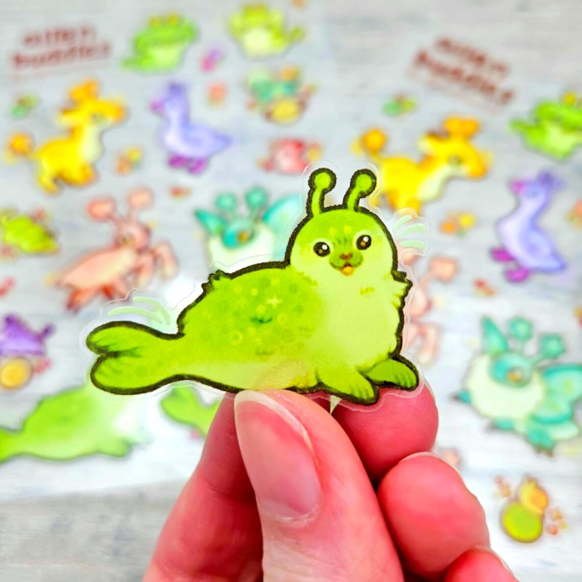 Alien Buddies Sticker Sheet / Clear Transparent Cute Alien Animal ...
