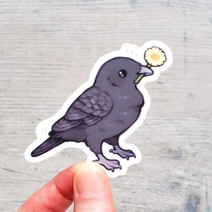 Flower Crow Sticker / Cute Animal Sticker / Waterproof Laptop Sticker ...