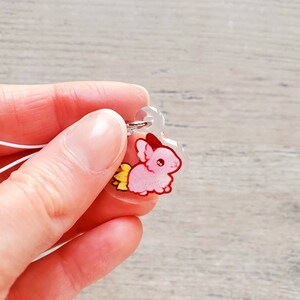 Mini Strawberry Bunny and Flower Rabbit Keychain Set / 1in Glitter ...