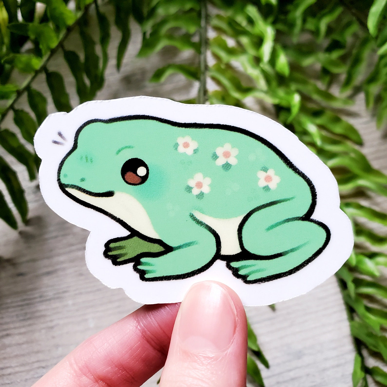 Flower Frog Sticker / White's Tree Frog / Green Tree Frog | Etsy