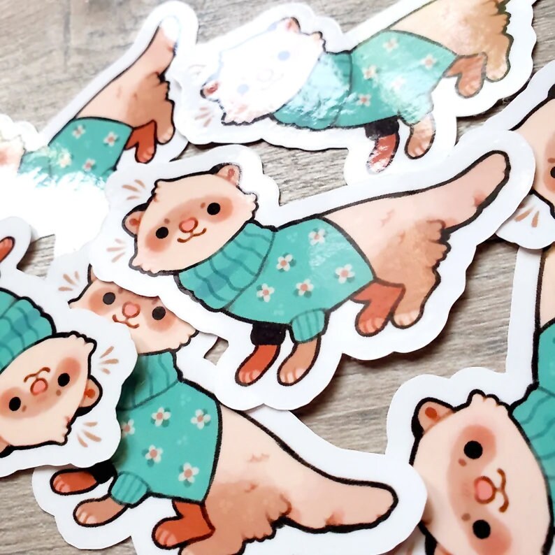 Turtleneck Ferret Sticker / Cute Animal Sticker / Cute Animal - Etsy