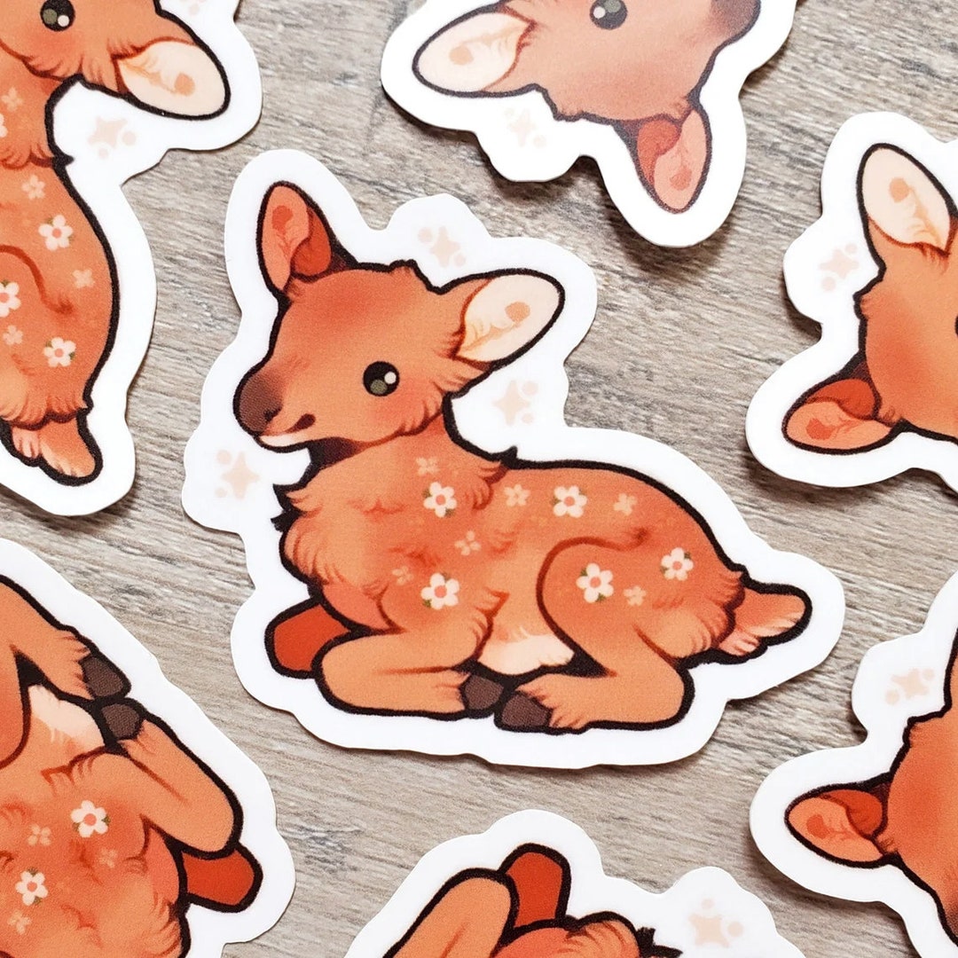 Flower Deer Sticker / Cute Baby Fawn Sticker / Vinyl Sticker / Laptop ...