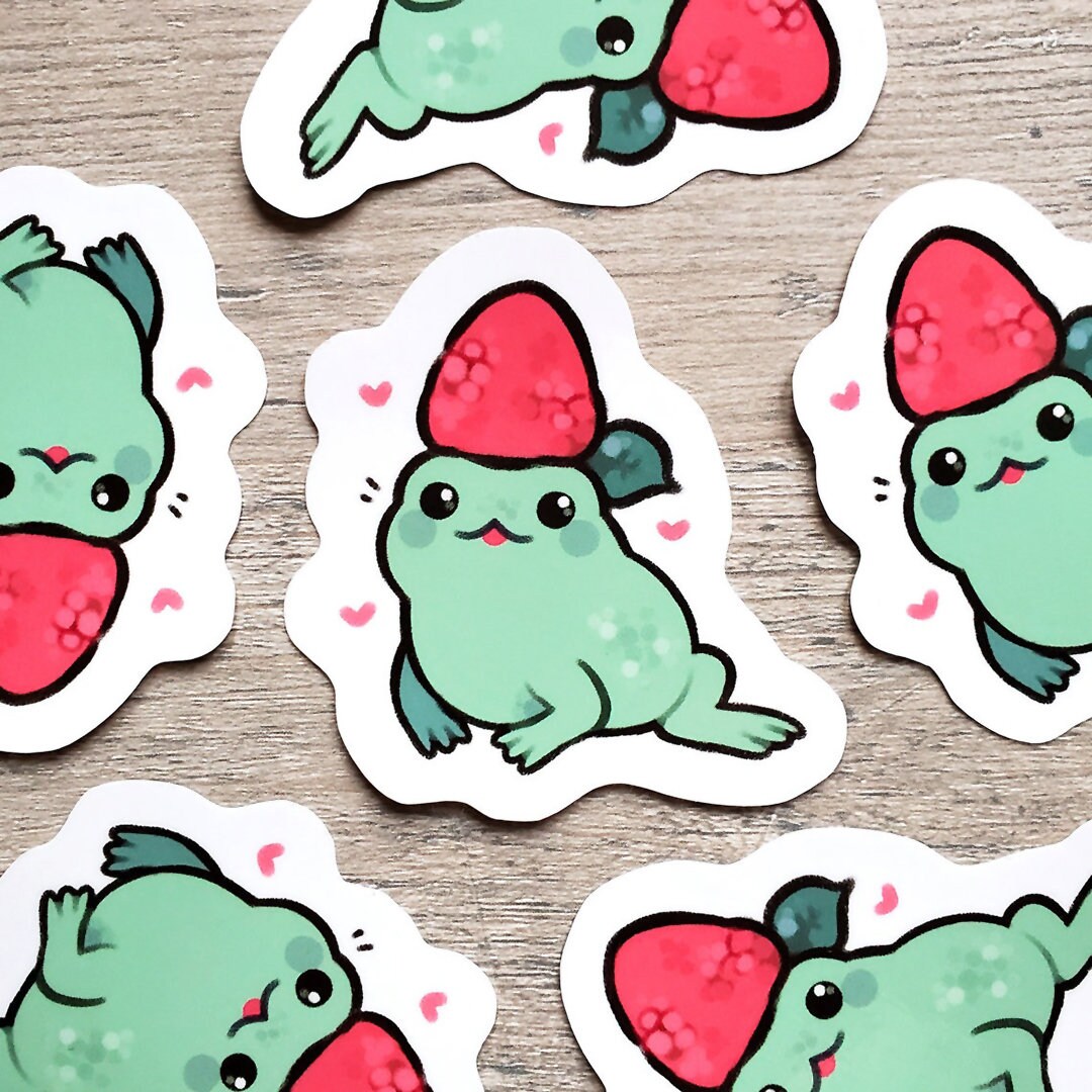 Raspberry Hat Frog Sticker / Fruit Frog Sticker / Toad Sticker / Cute ...
