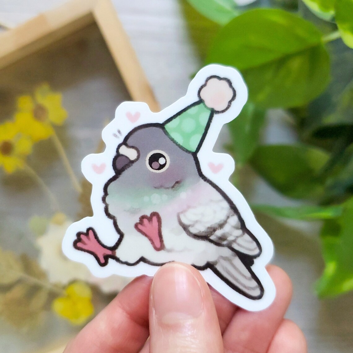 Party Pigeon Sticker Set of 2 / Cute Animal Sticker, Waterproof Laptop ...