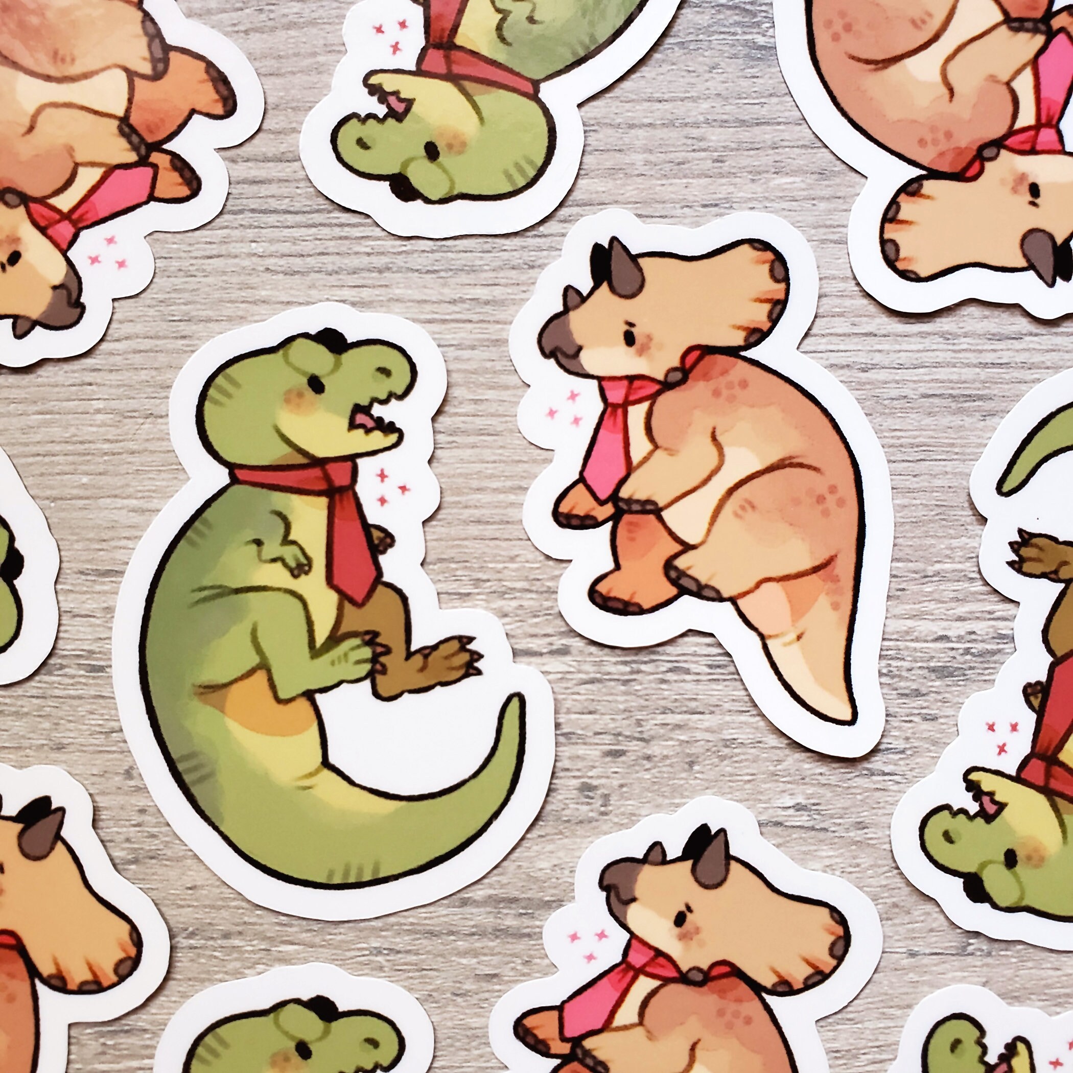 Tie-rranosaurus Rex & Tie-ceratops Sticker Set of Two / T-rex - Etsy