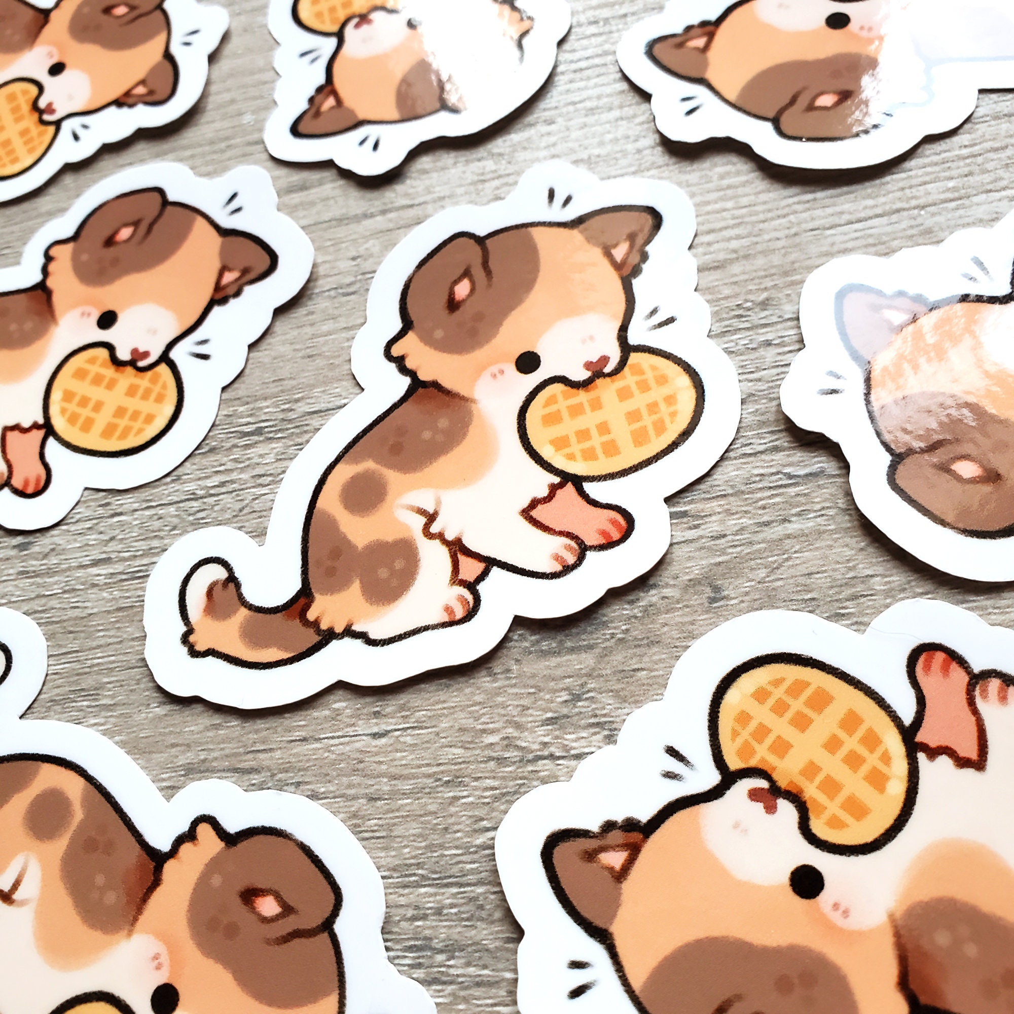 Waffle Cat Sticker / Cat Sticker / Kitten Sticker / Animal | Etsy