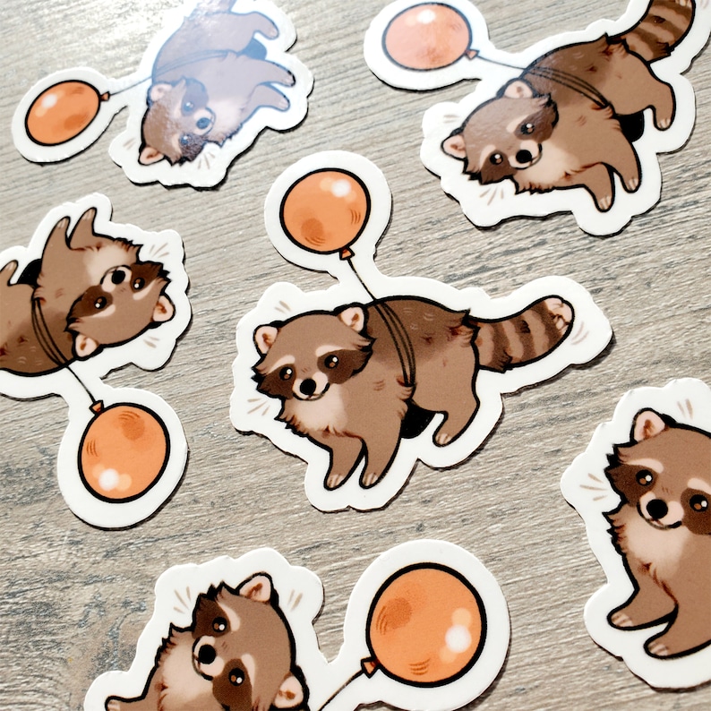 Raccoon Balloon Sticker / Trash Panda Sticker / Cute Animal - Etsy