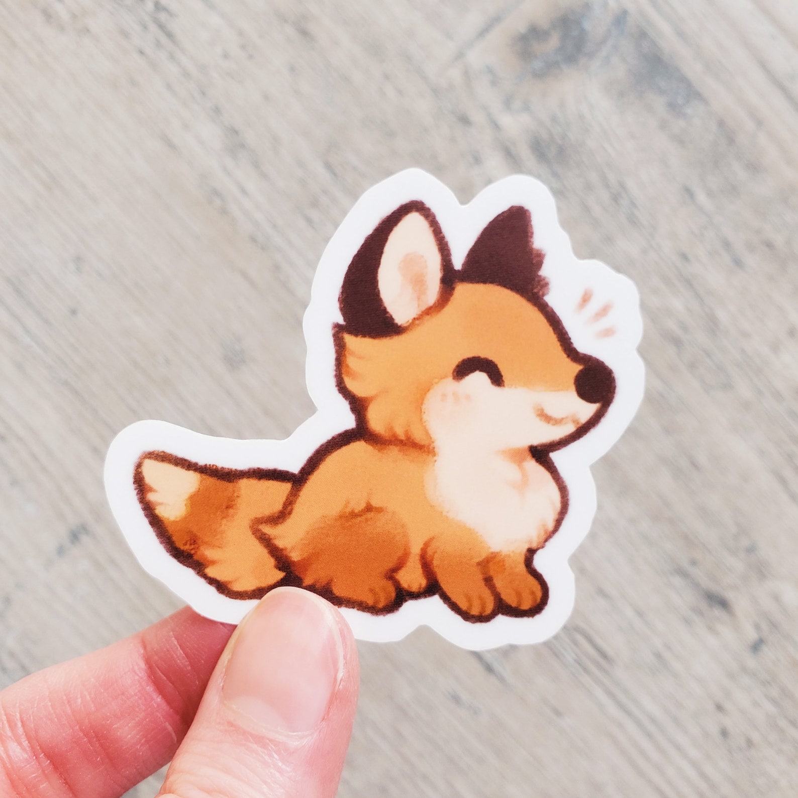 Fluffy Fox Sticker / Cute Animal Sticker / Laptop Sticker / Fox Vinyl ...