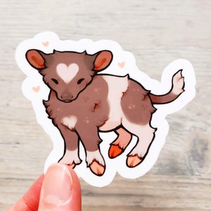 Flower Cow and Heart Cow Sticker Set of 2 / Cute Calf Stickers ...