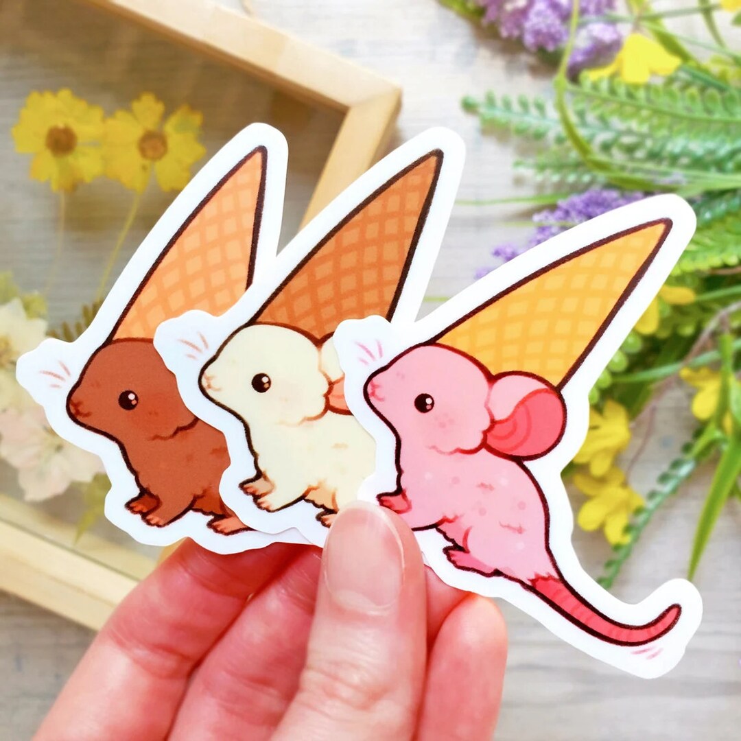Neapolitan Mice Ice Cream Cone Stickers: Cute Mouse Stickers for Water ...