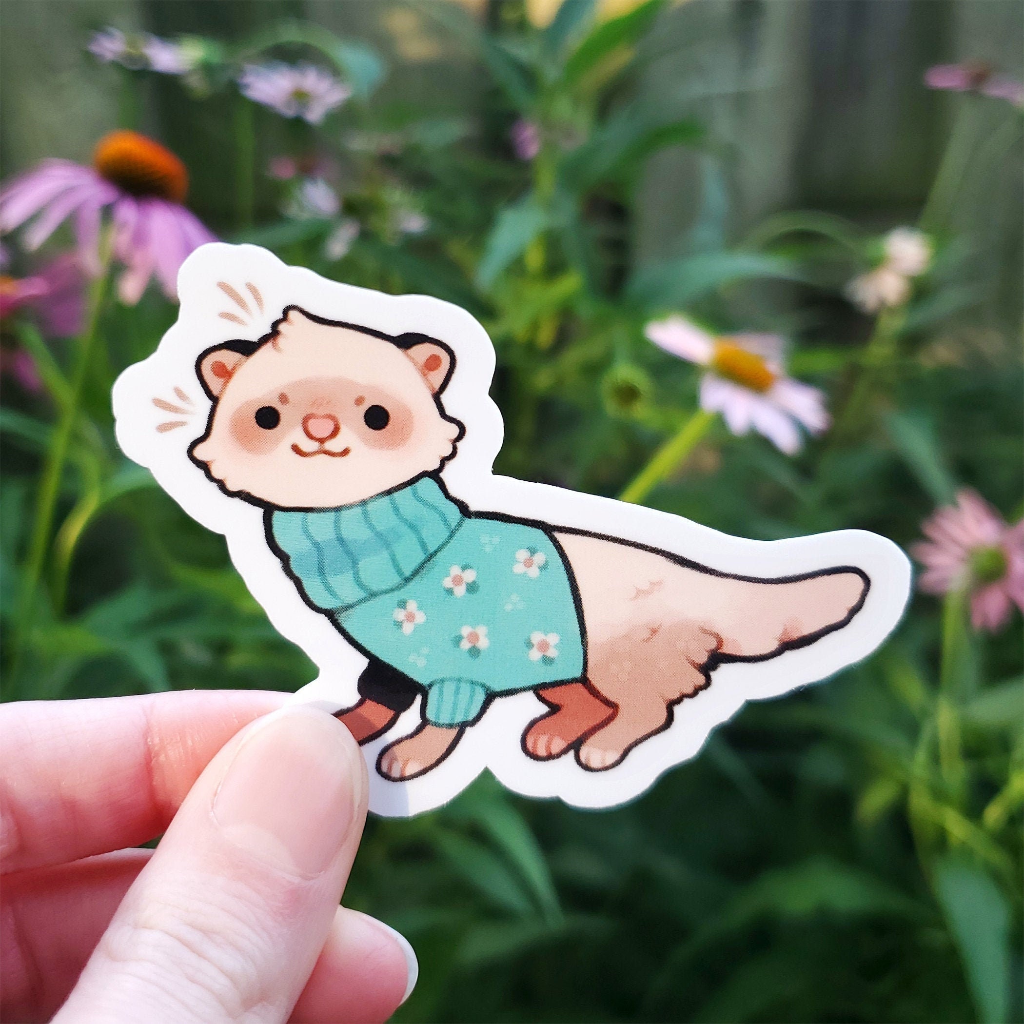 Turtleneck Ferret Sticker / Cute Animal Sticker | Etsy