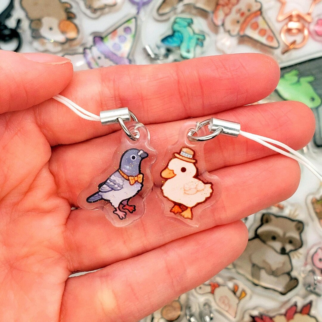 Mini Dapper Birds Keychain Set / 1in Glitter Double-sided Acrylic ...