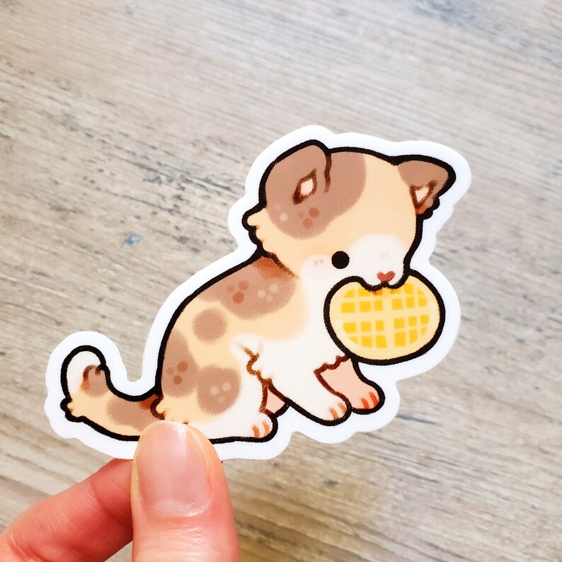Waffle Cat Sticker / Cat Sticker / Kitten Sticker / Cute - Etsy