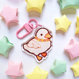Flower Ducky Acrylic Keychain / 2in Double-sided Epoxy Glitter - Etsy