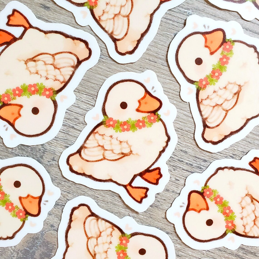 Flower Ducky Sticker / Duck Sticker / Goose Sticker / Cute Animal ...