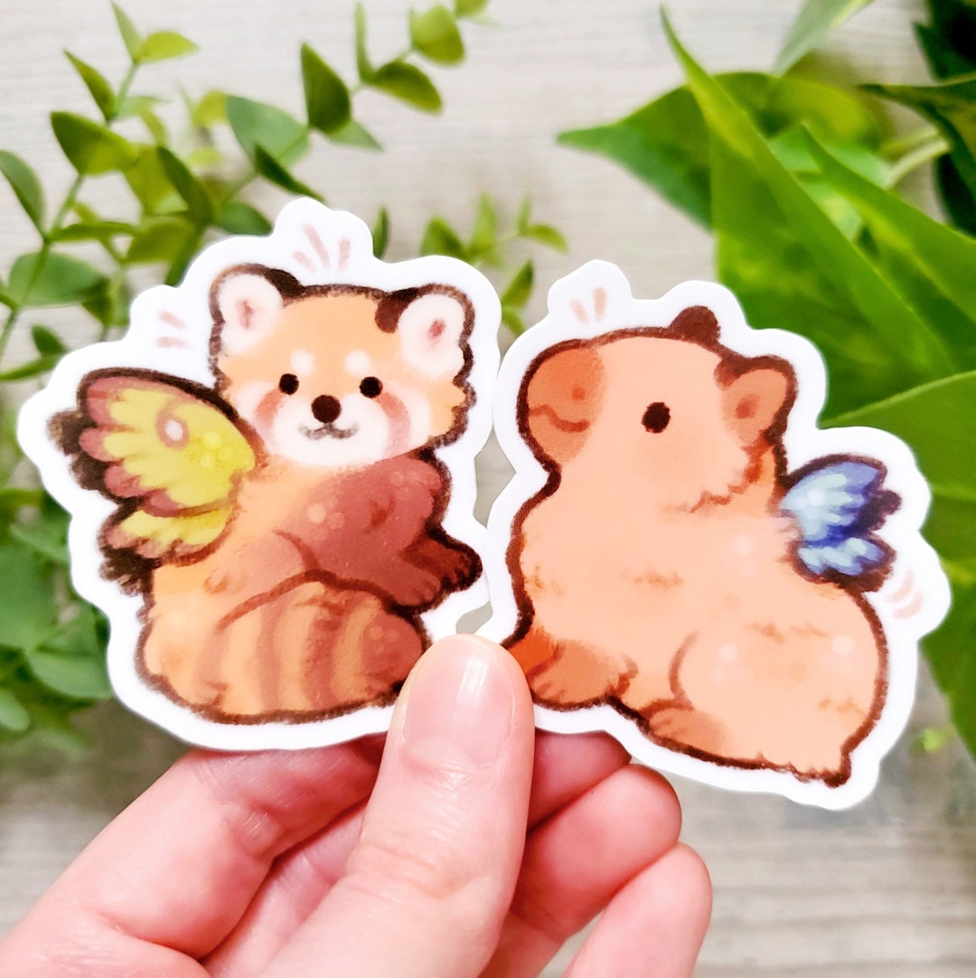 Fairy Red Panda and Capybara Sticker Set of 2 / Cute Animal Stickers ...