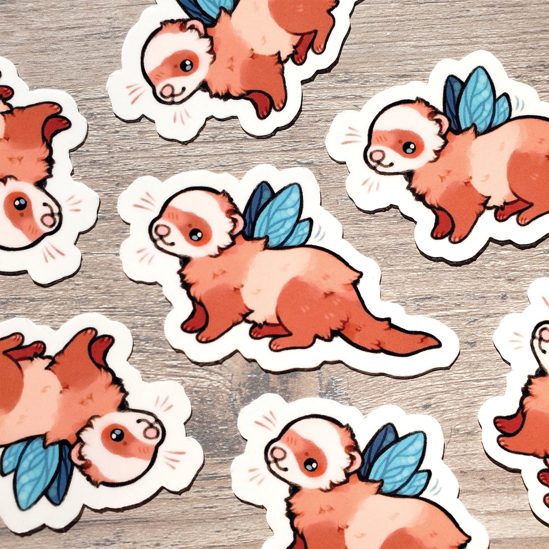 Fairy Ferret Sticker / Cute Animal Sticker / Laptop Sticker / - Etsy