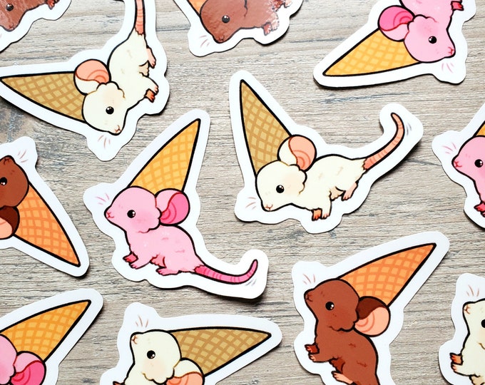 Neapolitan Mice Cream Cones Sticker Set / Cute Mouse Sticker / Mice ...