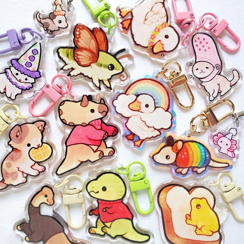 Flower Ducky Acrylic Keychain / 2in Double-sided Epoxy Glitter - Etsy