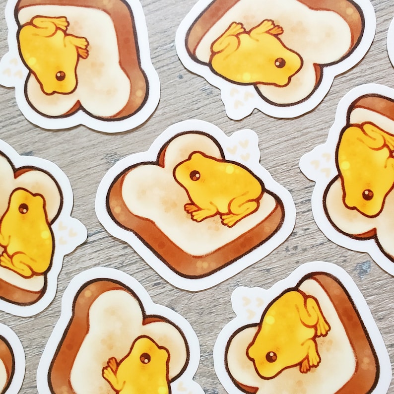 Froggy Bread Sticker / Toad Toast Sticker / Cute Frog Sticker - Etsy