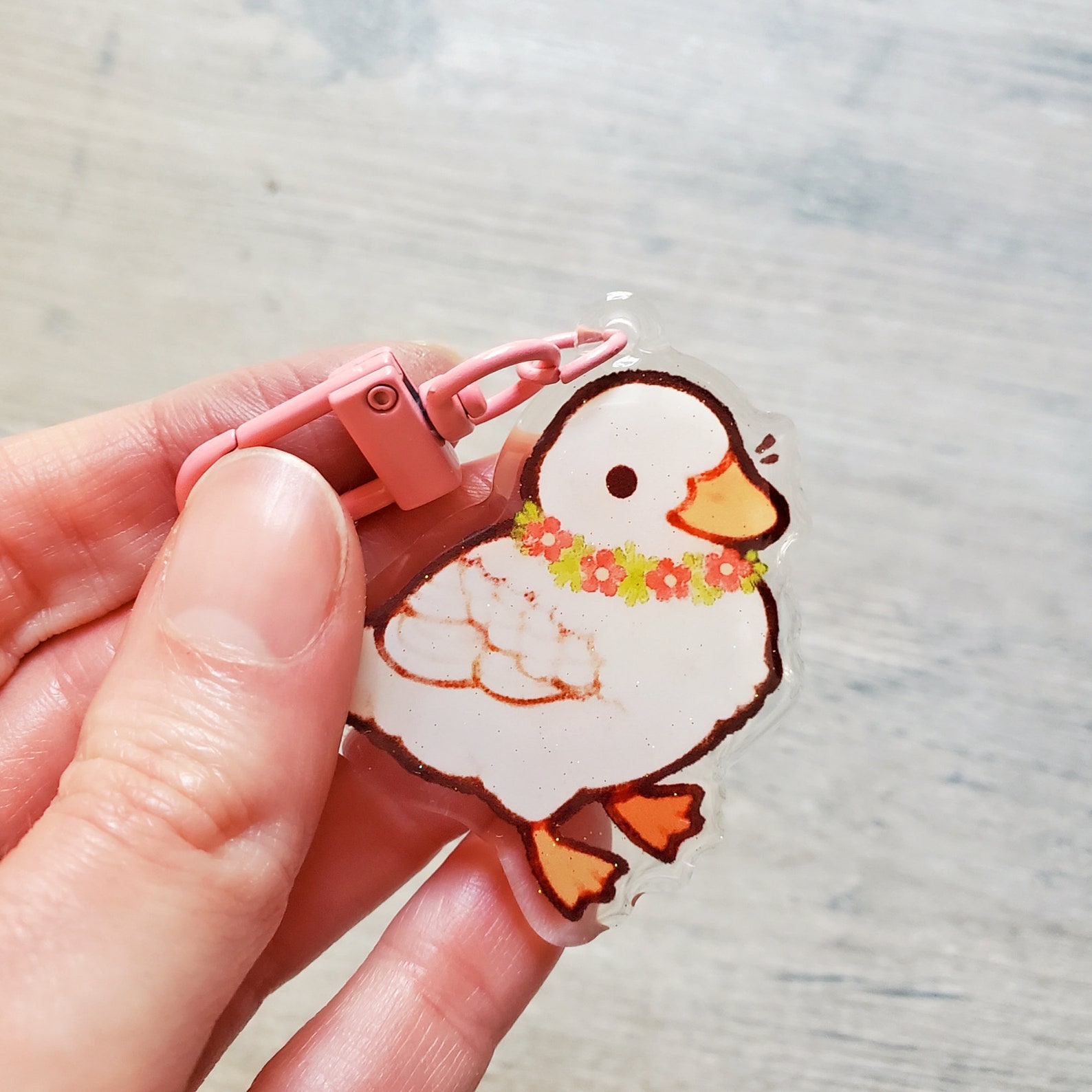 Flower Ducky Acrylic Keychain / 2in Double-sided Epoxy Glitter - Etsy