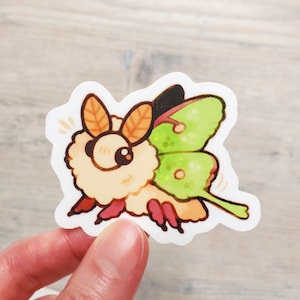 Fluffy Luna Moth Sticker / Vinyl Decal Luna Moth Sticker / Waterproof ...