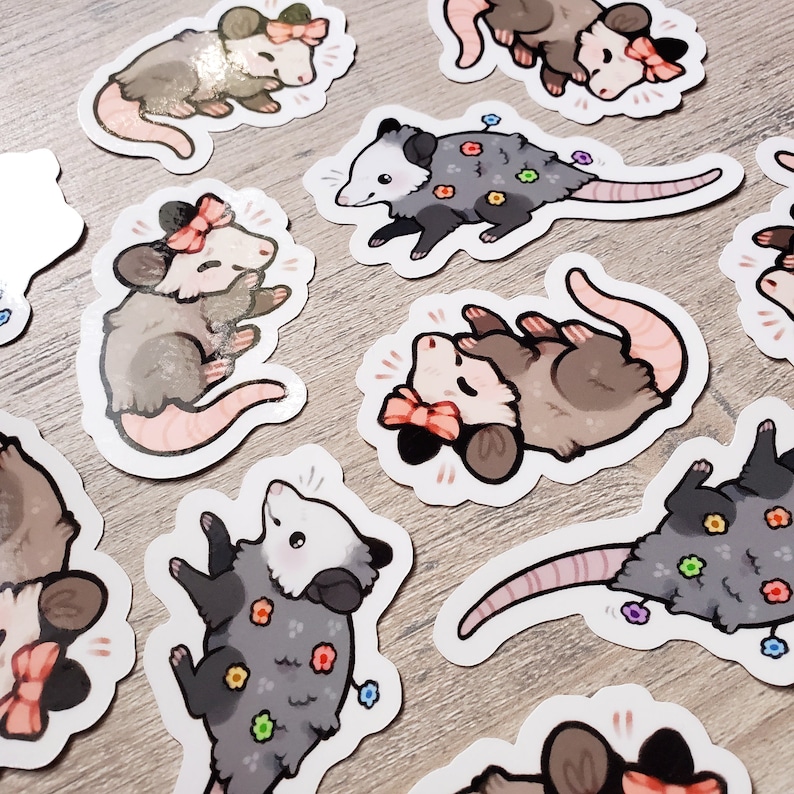 Opossum Sticker Set of 2 / Opossum Blossom and Pretty Possum / - Etsy