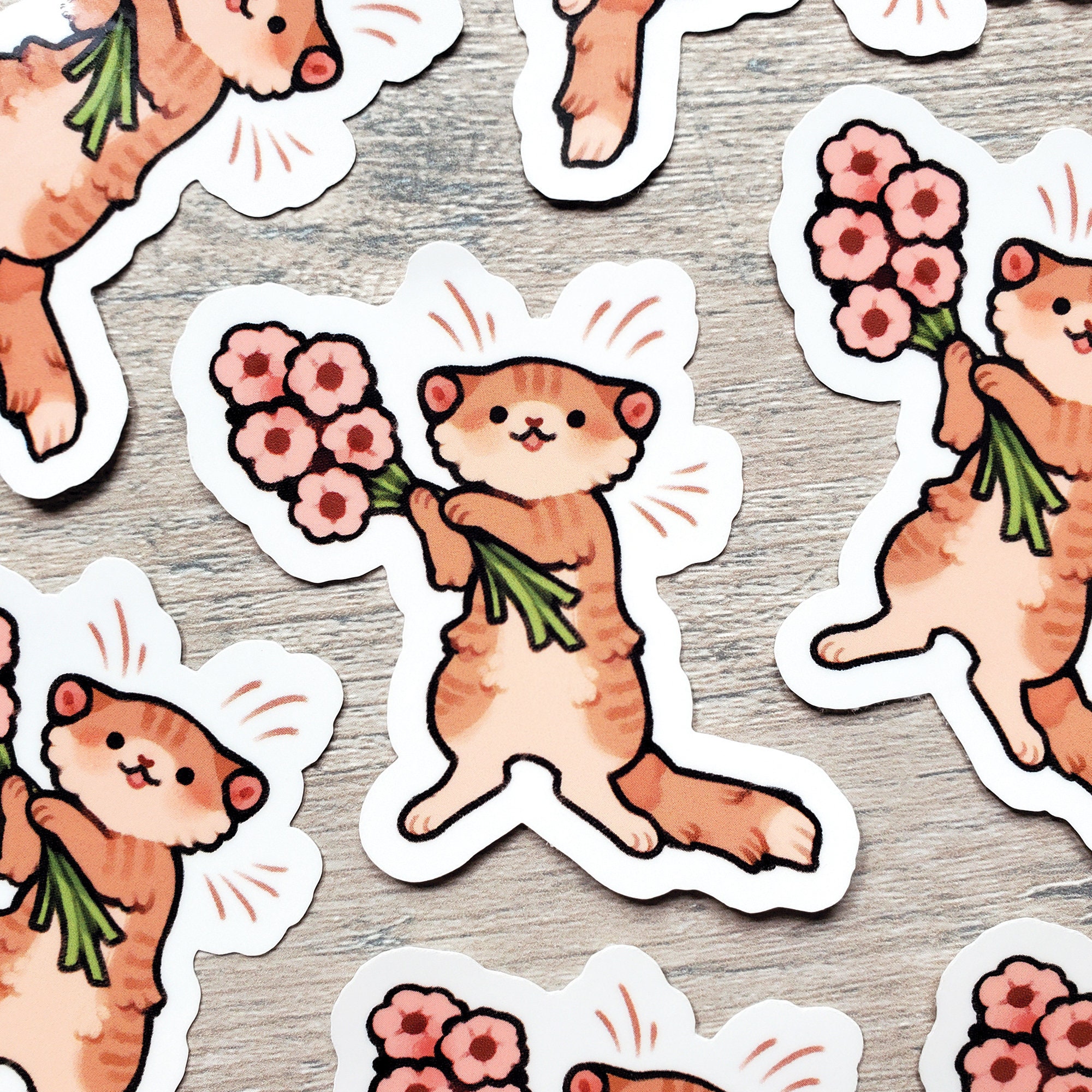 Flower Cat Sticker / Cat Sticker / Kitten Sticker / Flower - Etsy