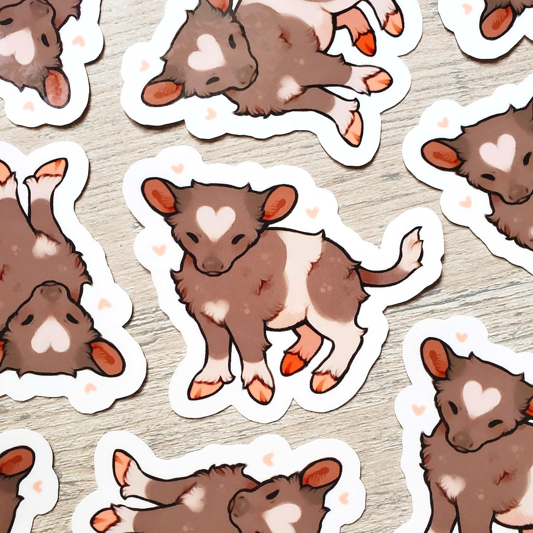 Heart Cow Sticker / Cute Calf Stickers / Animal Sticker / Laptop ...