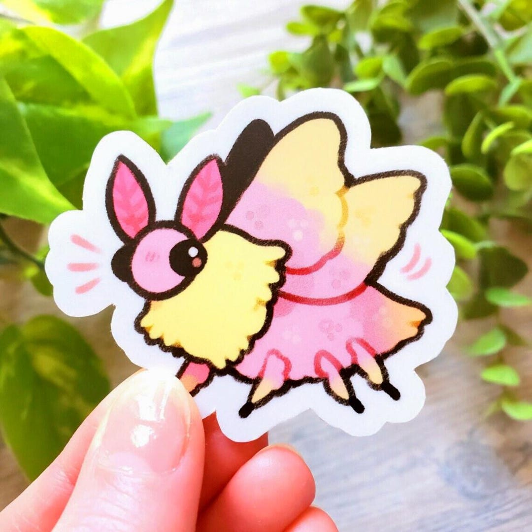 Pink Lemonade Moth Sticker / Cute Waterproof Vinyl Rosy Maple Moth ...