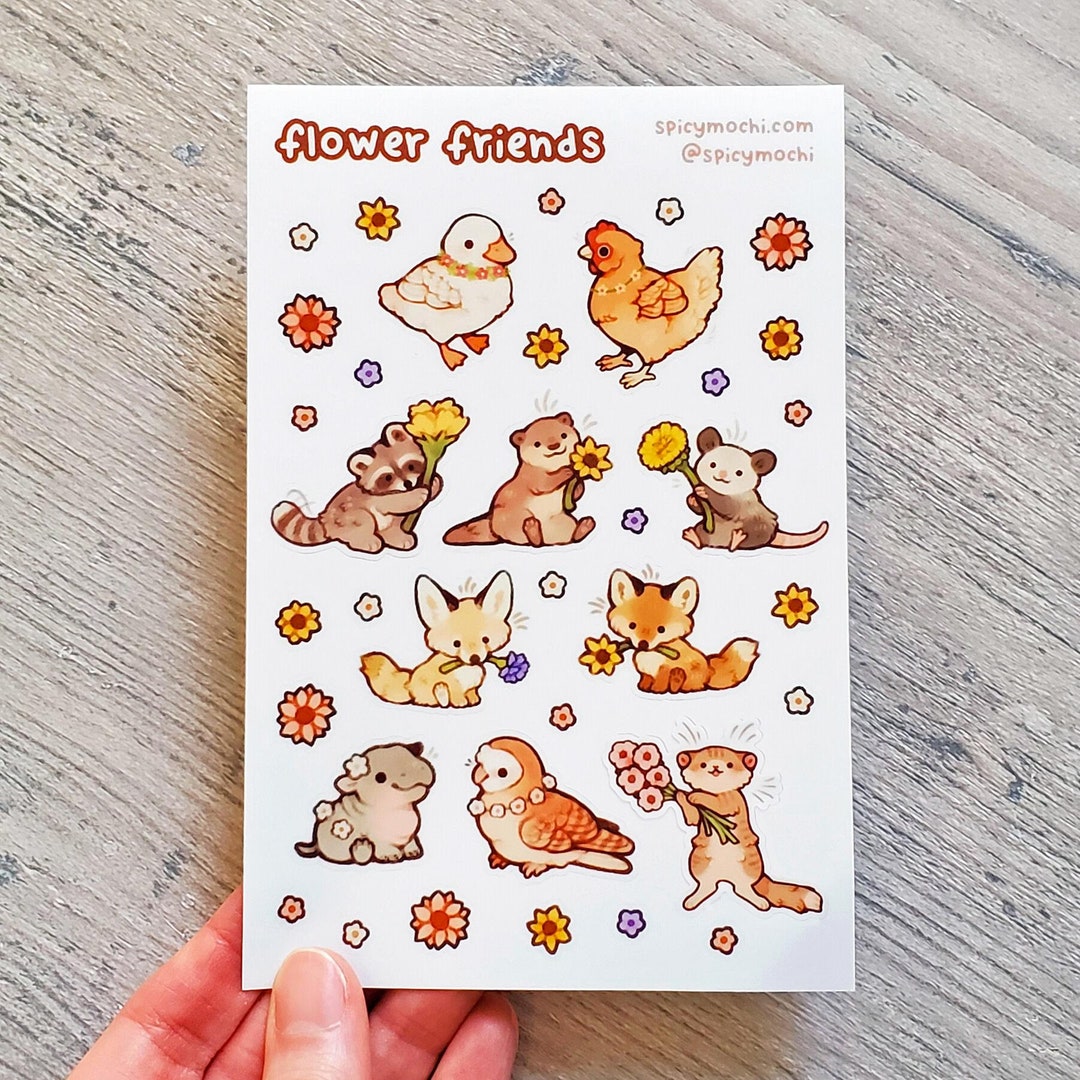 Mini Flower Friends Sticker Sheet / 4x6 Sticker Sheet of Small Cute ...