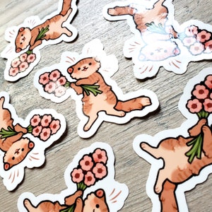 Flower Cat Sticker / Cat Sticker / Kitten Sticker / Flower Sticker ...