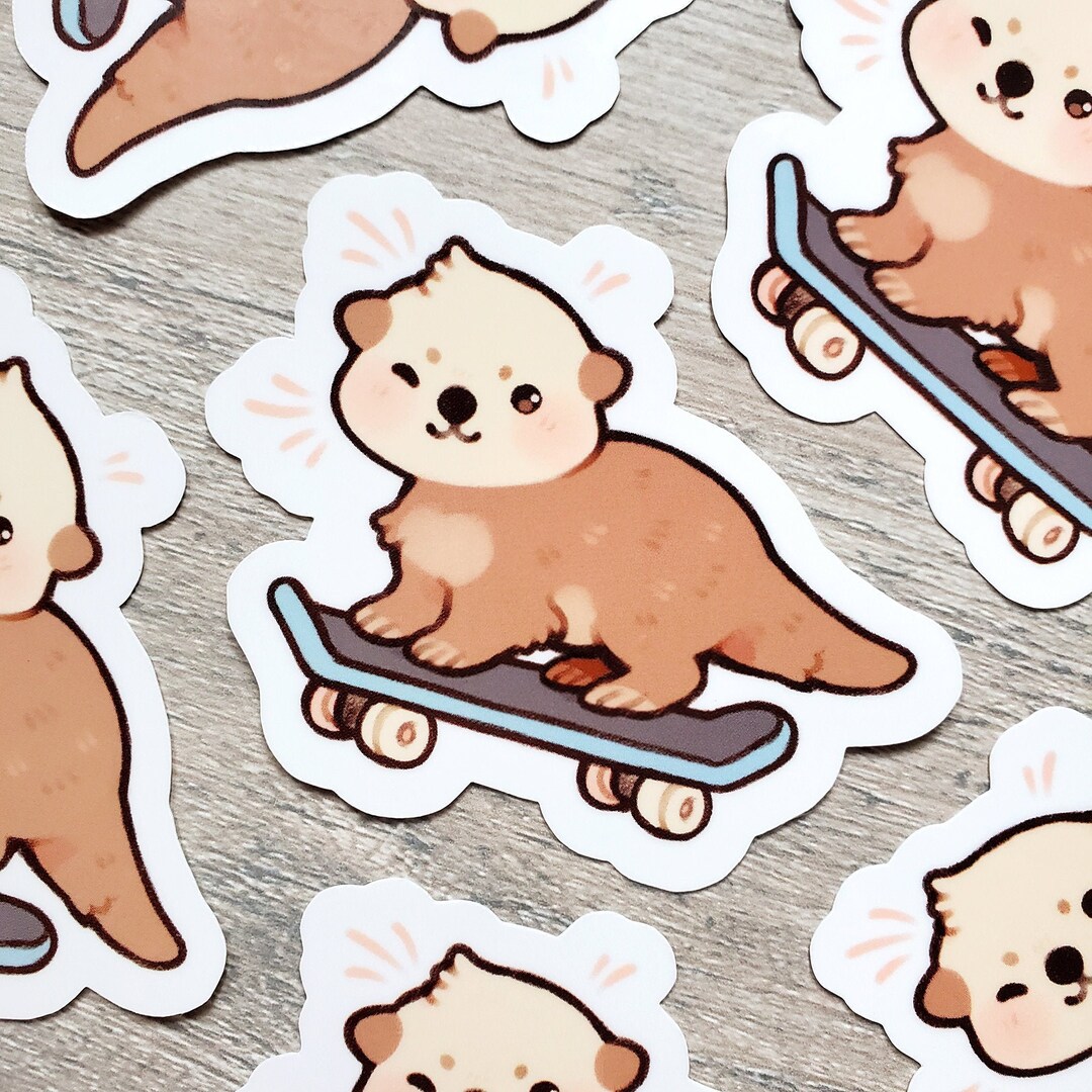 Skater Otter Sticker / Skateboarding Sticker / Cute Animal - Etsy