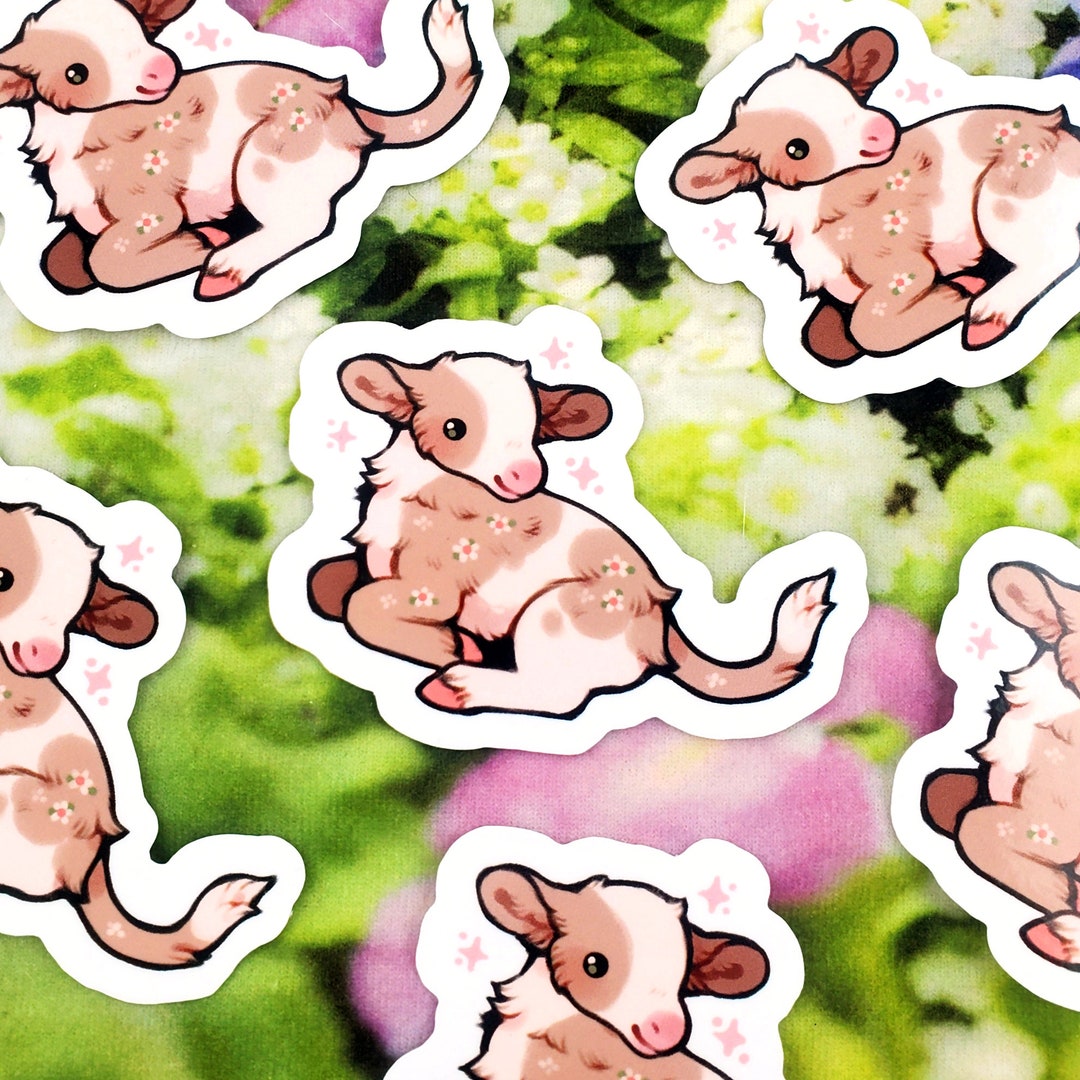 Flower Cow Sticker / Cute Calf Stickers / Animals Sticker / Laptop ...