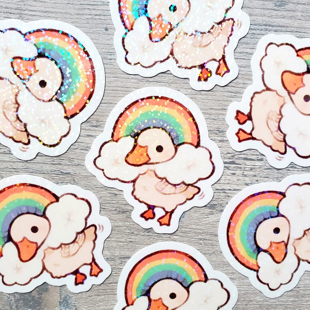 Holographic Rainbow Ducky Sticker / Duck Sticker / Goose Sticker / Cute ...