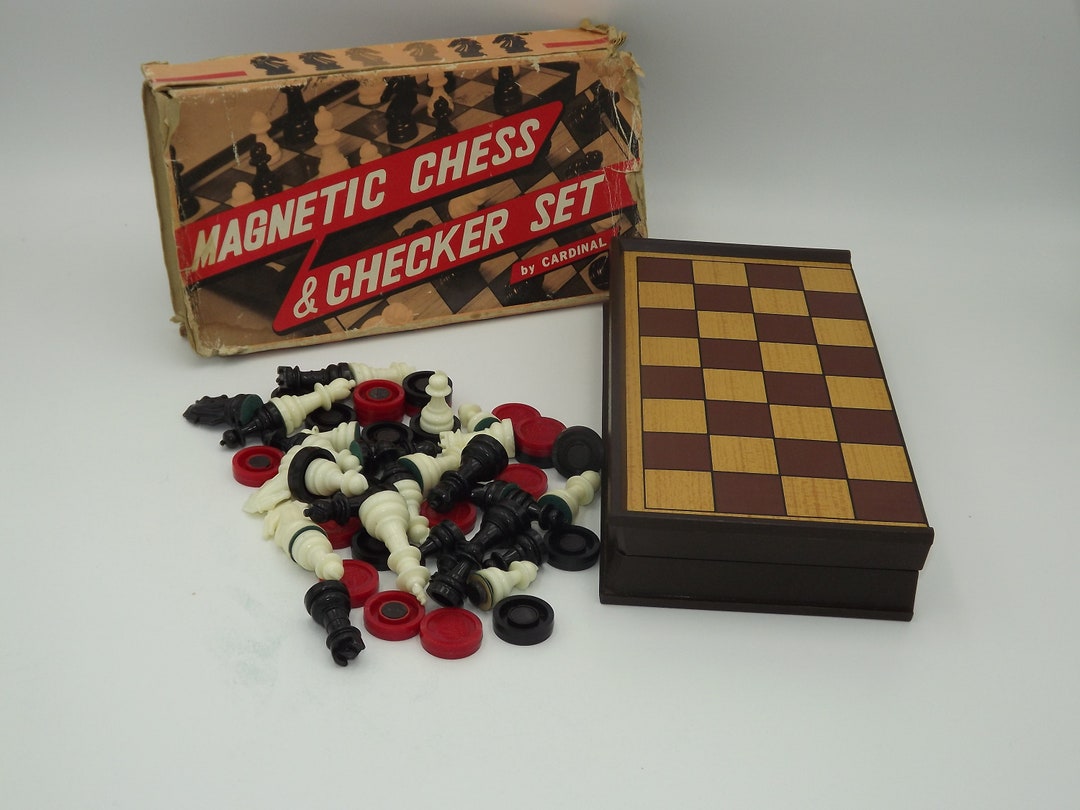 Magnetic Chess and Checkers Vintage Game Board Rare Find - Etsy