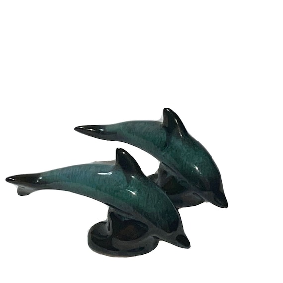 FLIPPER Dolphin Dark Green Porcelain Dolphins - Etsy