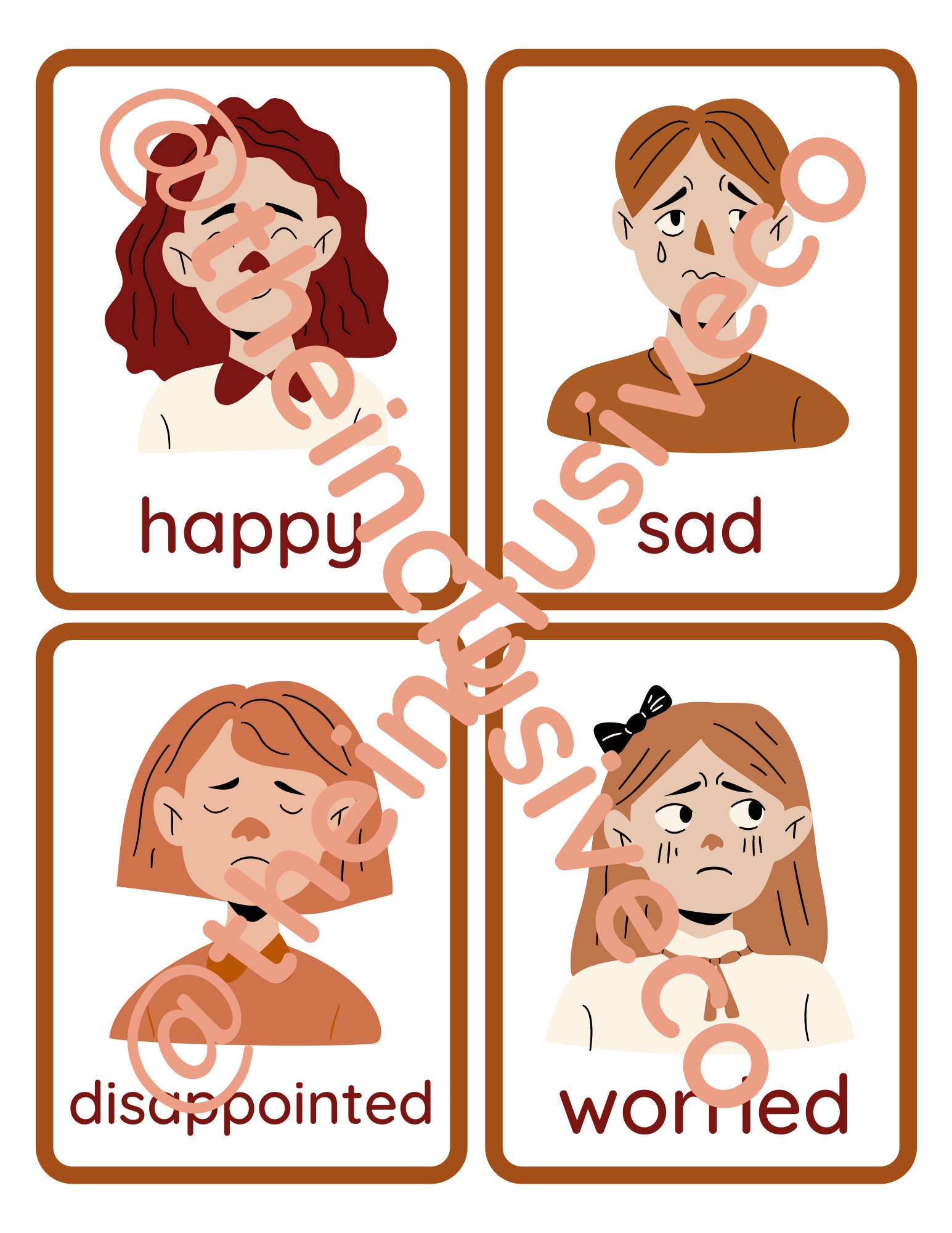Feelings Printable Cards - 8 Emotion Cards + 19 Different Scenarios - Etsy