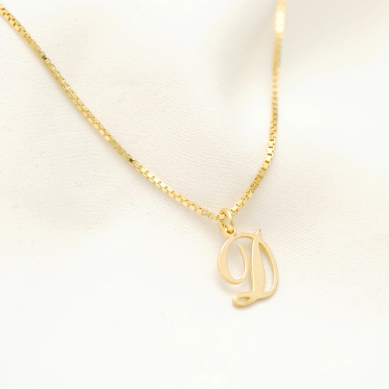 Script Initial Necklace Dainty Initial Necklace Gold | Etsy