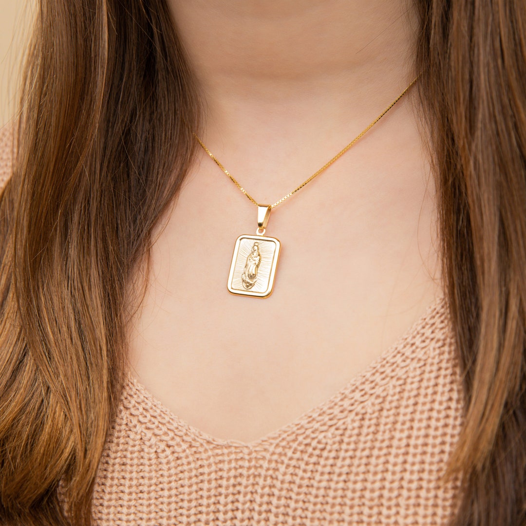 Mother Mary Religious Charm Box Chain Necklace Limited Quantities While ...