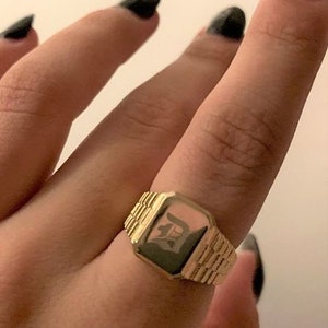 Engraved Signet Ring Rollie Chain Ring Watch Band Signet - Etsy