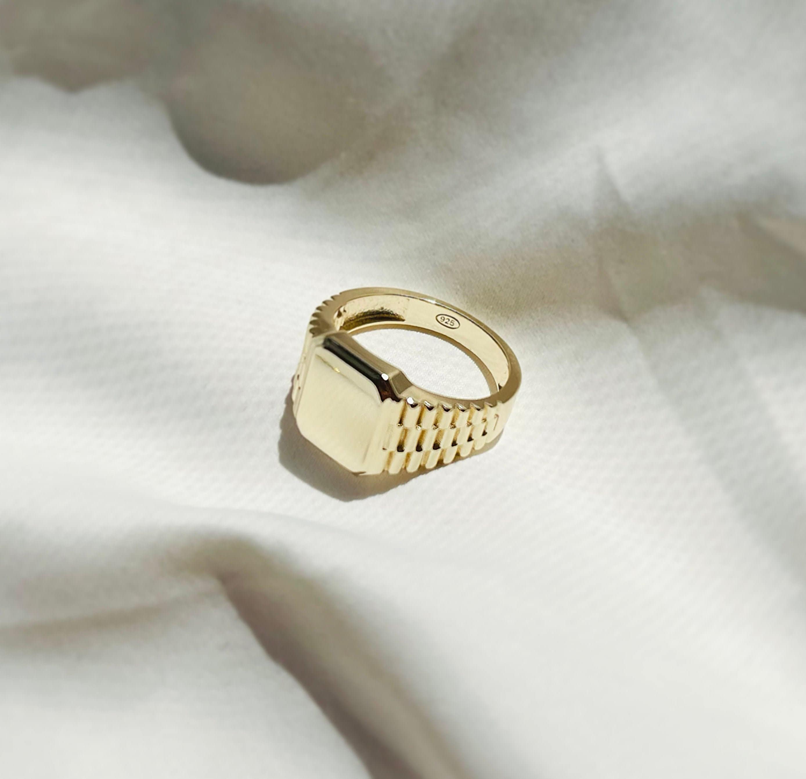 Engraved Signet Ring Rollie Chain Ring Watch Band Signet - Etsy