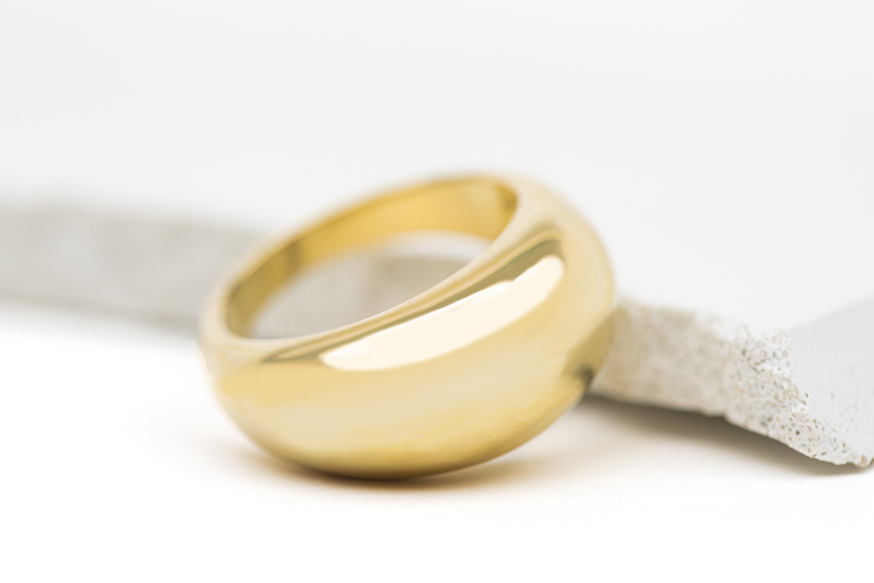 Dome Ring Thick Gold Round Ring Chunky Bubble Circle - Etsy